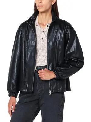 DUNST Faux Leather Zip Jacket - Black