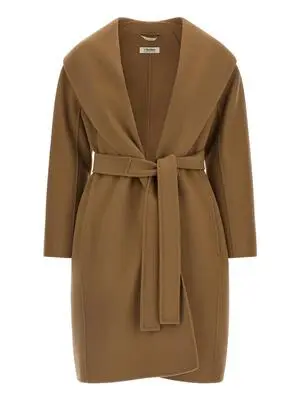 Max Mara Hand-Stitched Pure Wool Double Drap Coat Beige