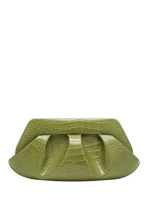 THEMOIRE Emera Crocodile Effect Clutch Green