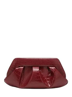 THEMOIRE Emera Crocodile Effect Clutch - Burgundy