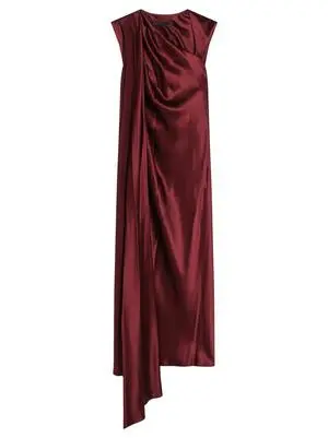 Max Mara Pianoforte Cape-detail Silk Satin Midi Dress - Red
