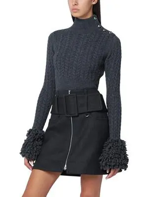 Patou Fringed Wool And Cashmere Sweater - Black