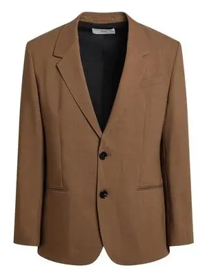 Ami Hazelnut Single Breasted Wool Jacket - Brown
