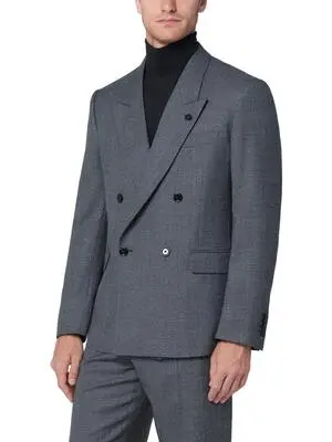 LARDINI Wool Double Breasted Jacket - Grey