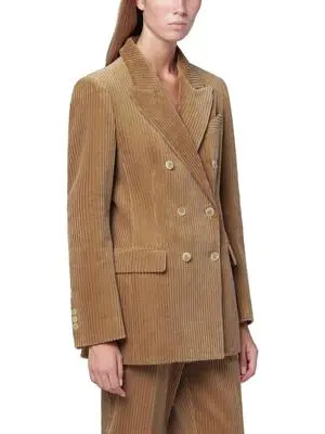 P.a.r.o.s.h Double-breasted Ribbed Velvet Jacket - Beige