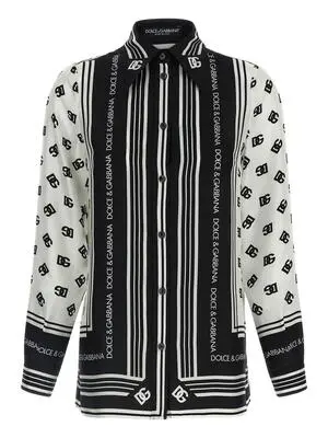Dolce & Gabbana All-over Dg Print Silk Twill Shirt - White/black