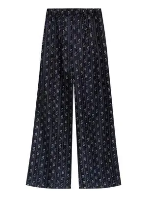 Tory Burch Jacquard Silk Trousers - Blue