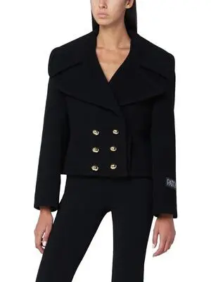 Patou Short Double-breasted Coat - Black