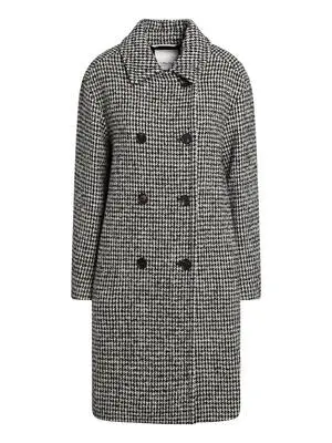 Max Mara Houndstooth Virgin Wool-blend Coat - Black