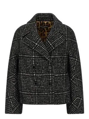 Dolce & Gabbana Houndstooth Virgin Wool-blend Caban Coat - White/black