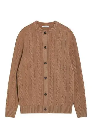 THE ROW Loneke Cardigan In Light Brown Wool - Beige