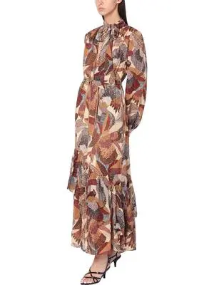 Farm Rio Long Parrot-print Viscose Dress - Brown