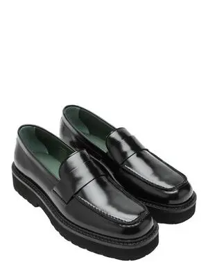 VINNY'S Leather Peeters Moccasins - Black