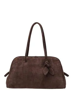 Jacquemus Crocodile Effect Leather Turismo Bowling Bag - Brown