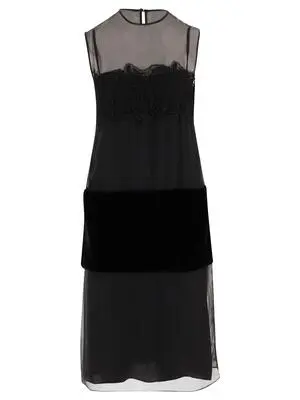 FERRAGAMO Acetate And Silk Dress With Lace Inlays - Black