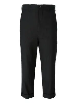 Comme Des Garçons Wide Leg Pinstripe Trousers - Black