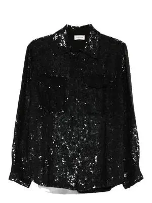 PAROSH Sequined Shirt - Black