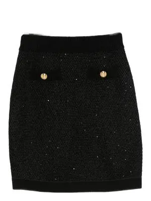 Elisabetta Franchi Wool Knitted Skirt - Black