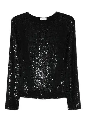 PAROSH Sequined Top - Black