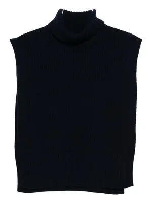 DAVANTINO Wool Turtleneck Sleeveless Top