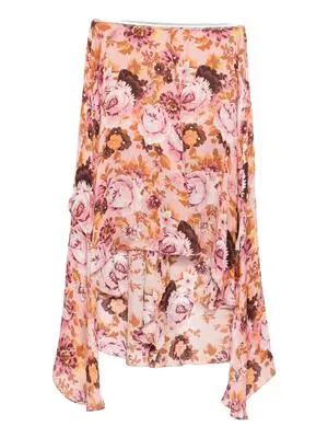 Chloé Silk Printed Skirt - Pink