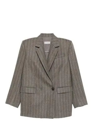 Alberto Biani Pinstripe Double-breasted Jacket - Brown