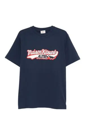 AUTRY X MAISON KITSUNE Logo Cotton T Shirt - Blue