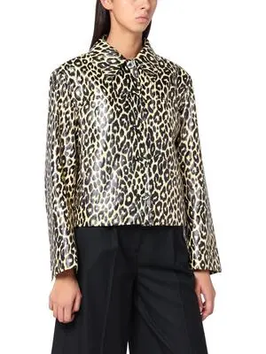 JIL SANDER Leopard Print Coated Fabric Jacket - Beige