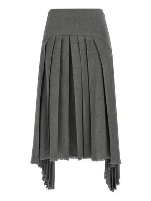 JIL SANDER Pleated Midi Skirt - Gray