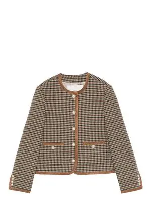 DUNST Houndstooth Tweed Jacket - Brown