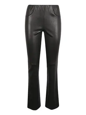 VIA MASINI 80 Leather Flared Leg Trousers - Black