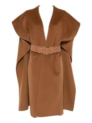Elisabetta Franchi Wool Belted Coat - Brown