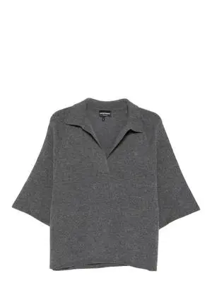 Emporio Armani Wool Oversized Polo Shirt - Grey