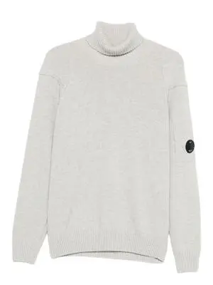 C.P. COMPANY Logo Wool Turtleneck Sweater Light Grey