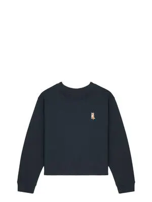 Maison Kitsuné Lady Fox Cropped Cotton Sweatshirt - Blue