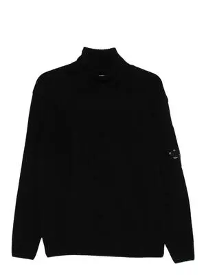 C.P. COMPANY Logo Wool Turtleneck Sweater Black