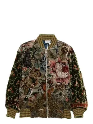PIERRE-LOUIS MASCIA Printed Silk-blend Bomber Jacket - Beige