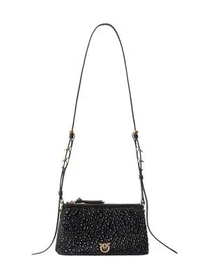 Pinko Mini Double Bag With Rhinestones - Black