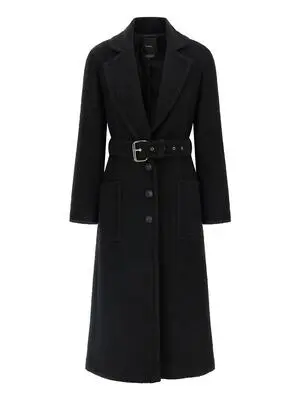 Pinko Cerfoglio Single-breasted Bouclé Coat - Black