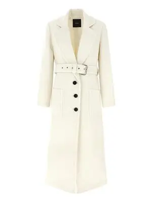 Pinko Cerfoglio Single-breasted Bouclé Coat - White