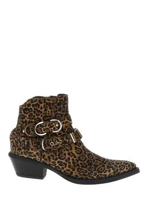 Pinko Tex 13' Leopard-print Suede Ankle Boots - Brown
