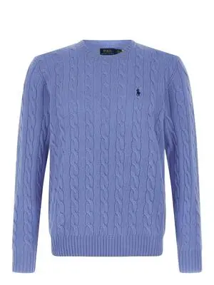 Polo Ralph Lauren Braided Wool And Cashmere Blend Sweater - Light Blue