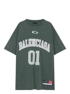 Balenciaga Dark /light Grey Oversized Basketball T Shirt - Green