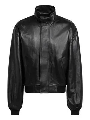 Balenciaga Leather Zip-up Bomber Jacket - Black