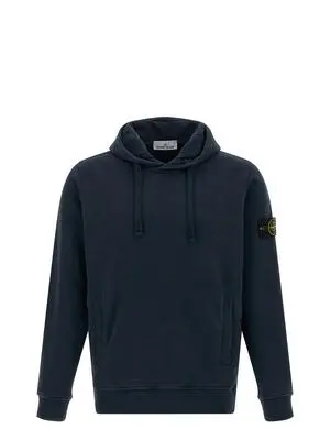 Stone Island Logo Badge Hoodie - Blue