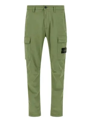 Stone Island Logo Badge Cargo Pants Green