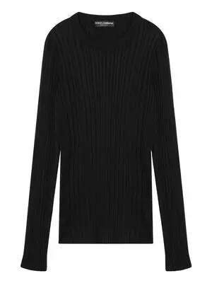 Dolce & Gabbana Ribbed Silk And Cotton Sweater - Black