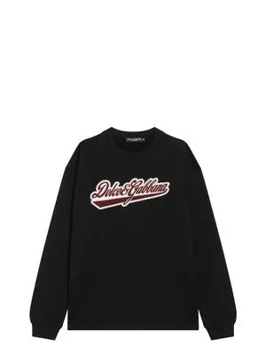 Dolce & Gabbana Cotton Sweatshirt With Logo Patch - Black