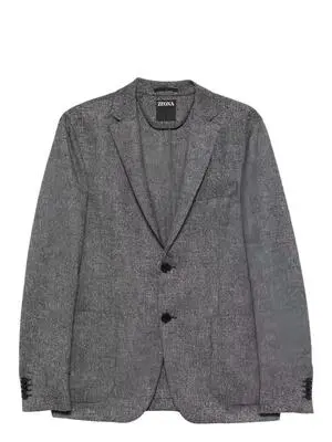 Zegna Buttoned Herringbone-pattern Blazer - Grey