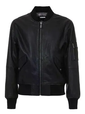 Just Cavalli Zip-up Leather Jacket - Black